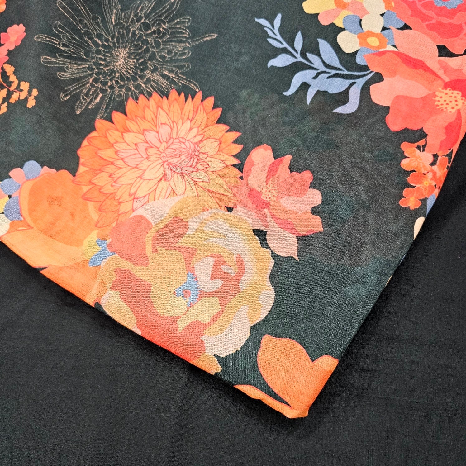 Muslin Fabric with Digital Print and Aesthetic Floral print – Matching ...